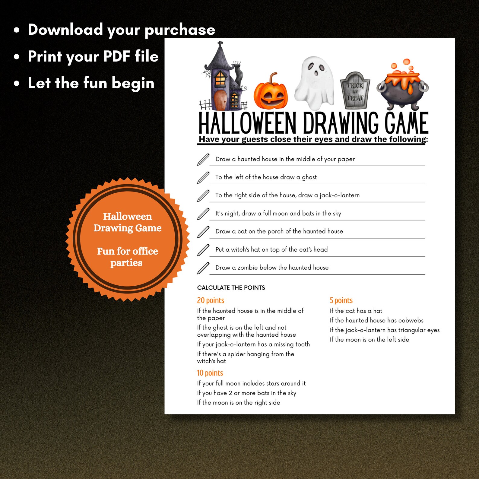 Halloween Drawing Game, Halloween Party Game, Halloween Art Game ...