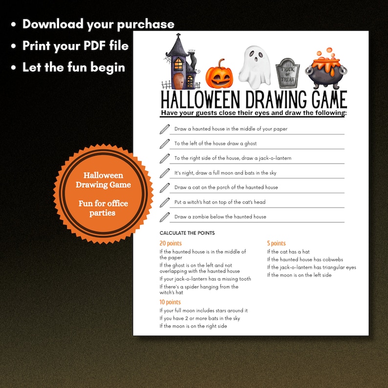 Halloween Drawing Game, Halloween Party Game, Halloween Art Game ...