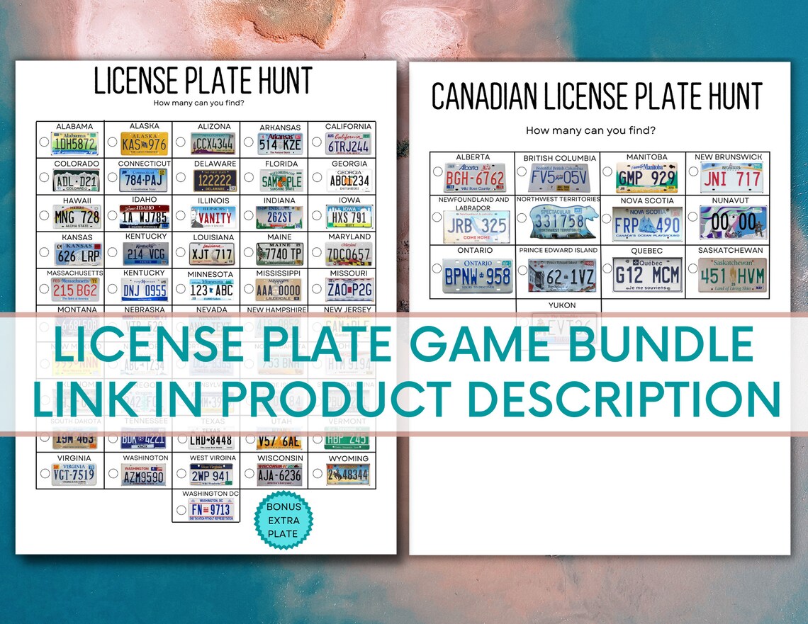 License Plate Game License Plate Hunt Kids Road Trip Game - Etsy