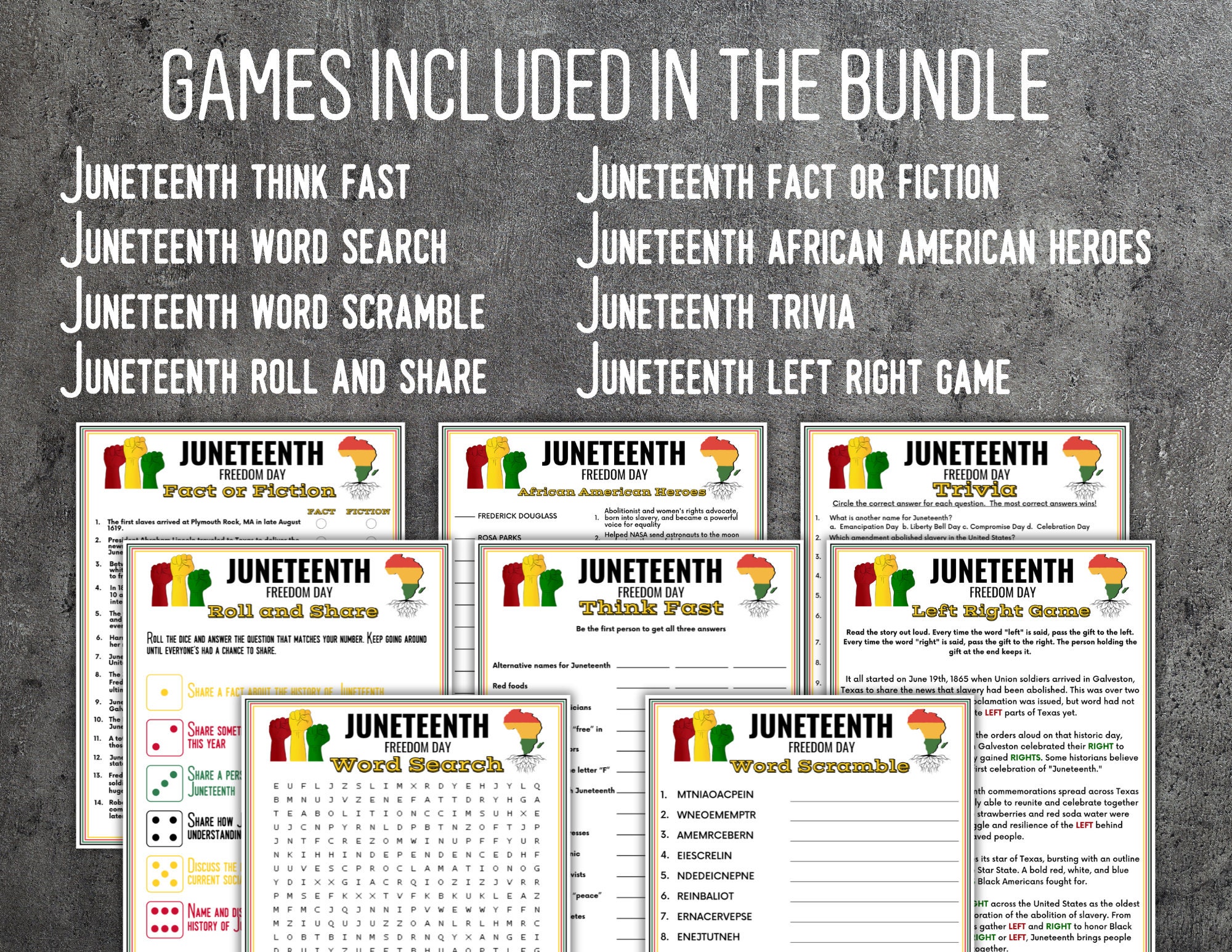 Juneteenth Games, Juneteenth Trivia, Juneteenth Game Bundle, DIY ...