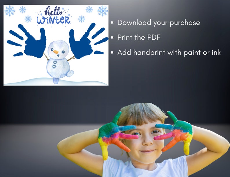 Winter Handprint Craft, Winter Preschool Craft, Snowman Craft, Winter ...