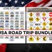 USA Road Trip Games Bundle - License Plate Game - Road Sign Scavenger ...