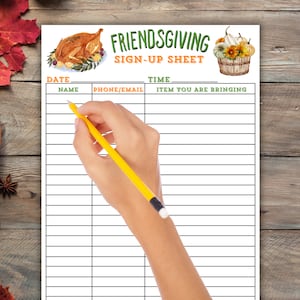Friendsgiving Potluck Sign up Sheet, Friendsgiving Potluck, Potluck ...