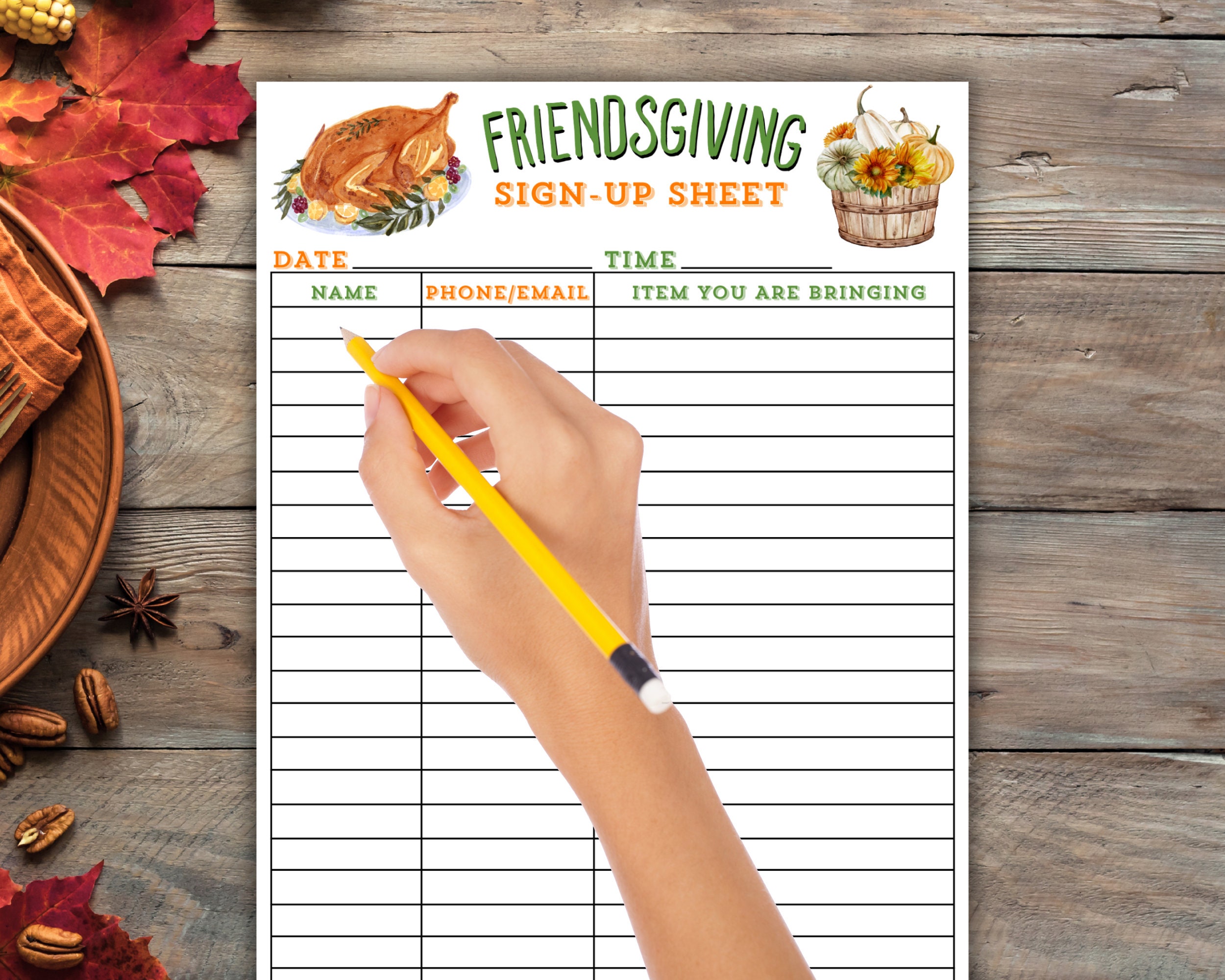Friendsgiving Potluck Sign up Sheet, Friendsgiving Potluck, Potluck ...