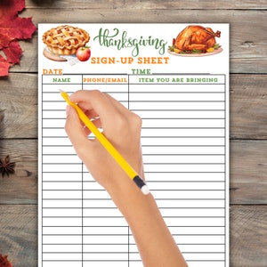 Thanksgiving Potluck Sign up Sheet, Thanksgiving Potluck, Potluck Sign ...