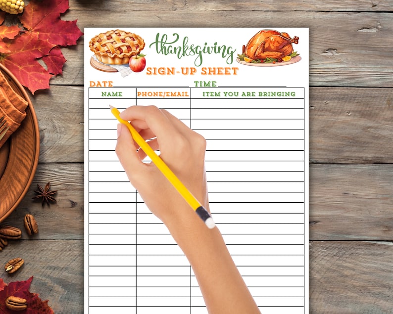 Thanksgiving Potluck Sign up Sheet, Thanksgiving Potluck, Potluck Sign ...