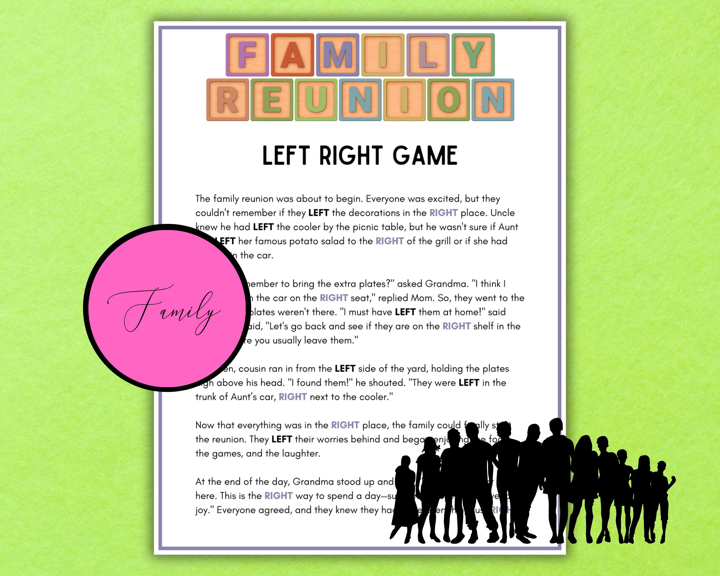 Family Reunion Left Right Game, Family Reunion Past the Gift Game ...