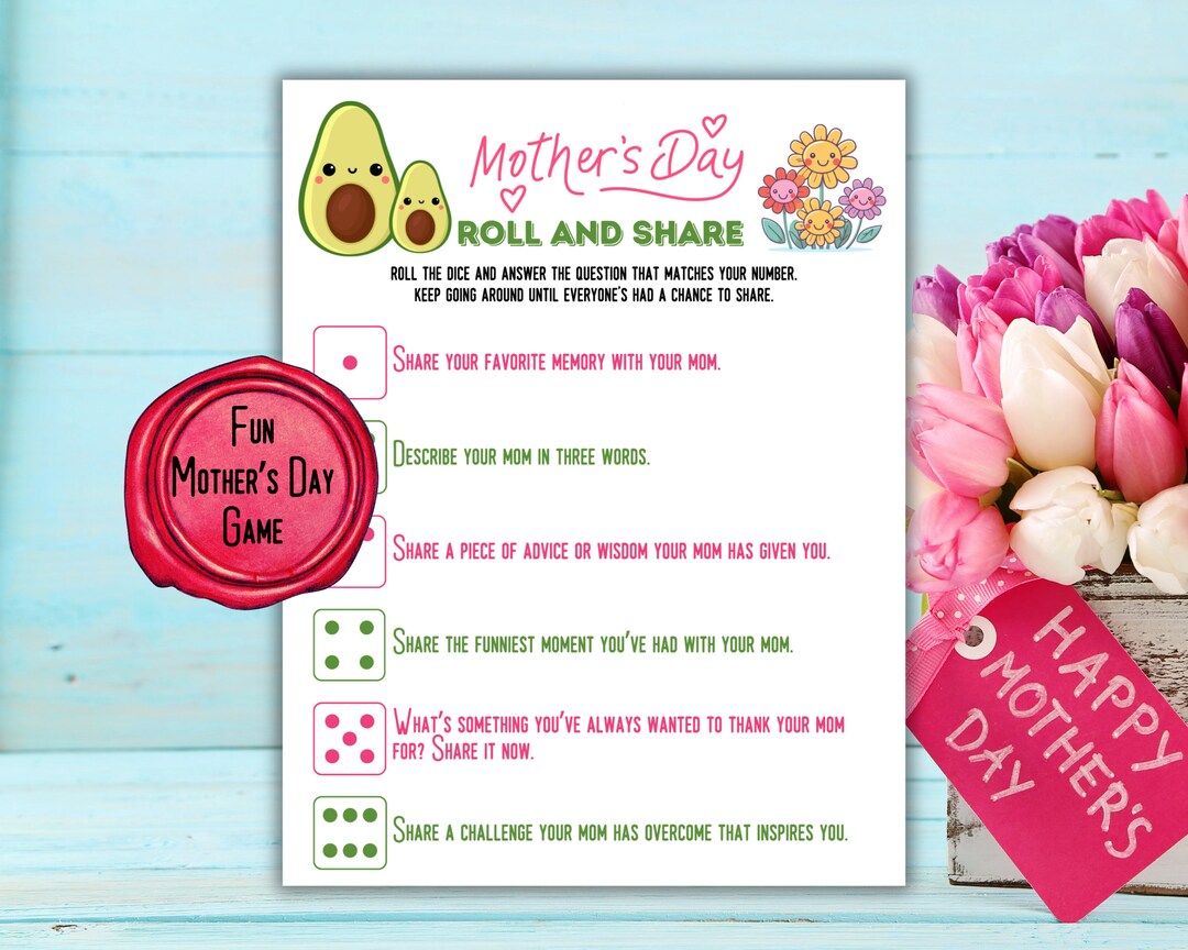 Mother's Day Roll and Share, Mother's Day Dice Game, Mothers Day Games ...