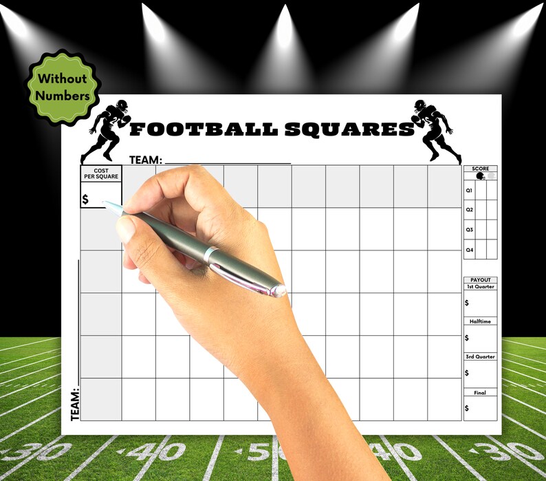 50 Football Squares Printable, Office Football Pool, Office Pool Picks ...