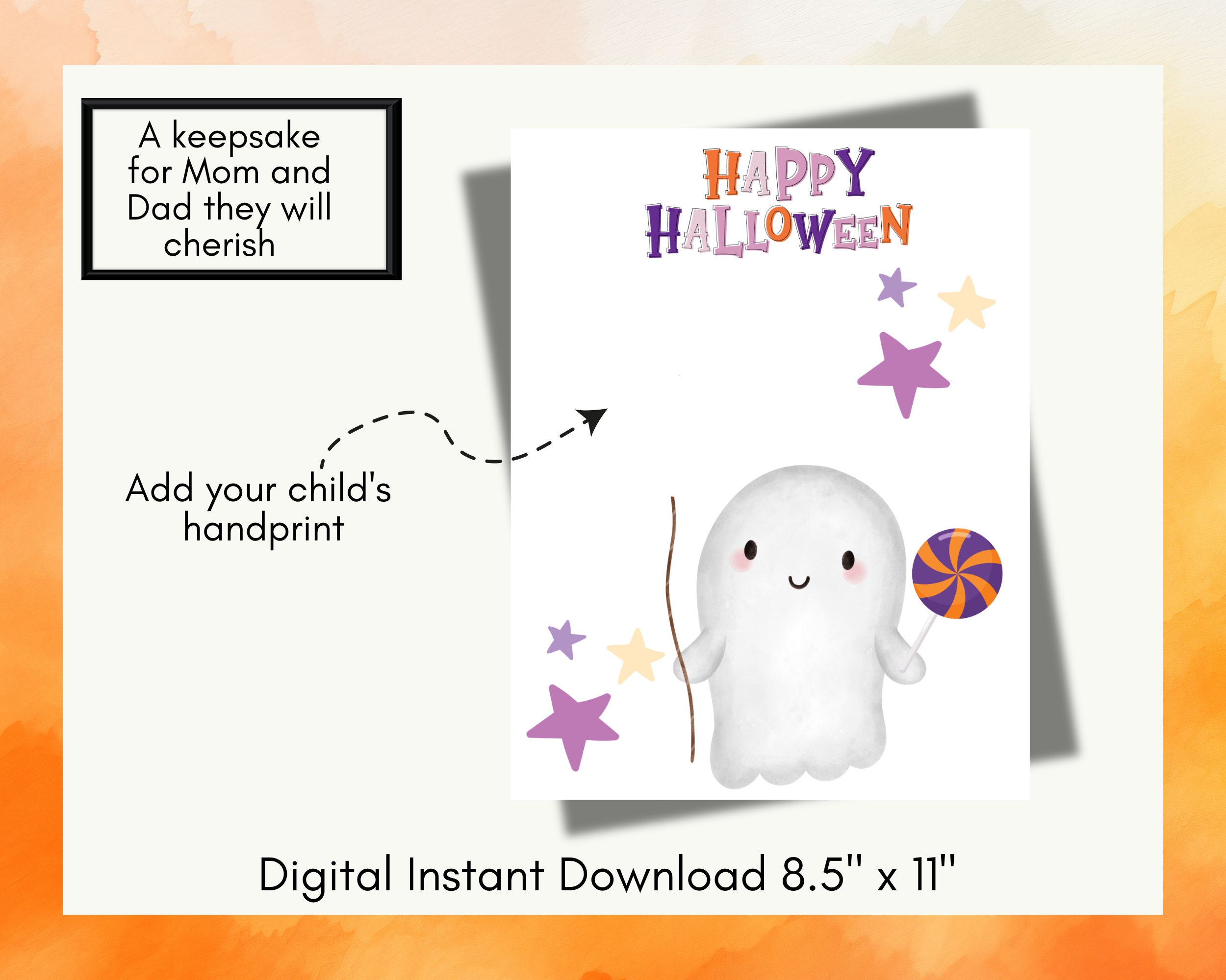 Ghost Halloween Handprint Craft, Halloween Preschool Craft, Halloween ...