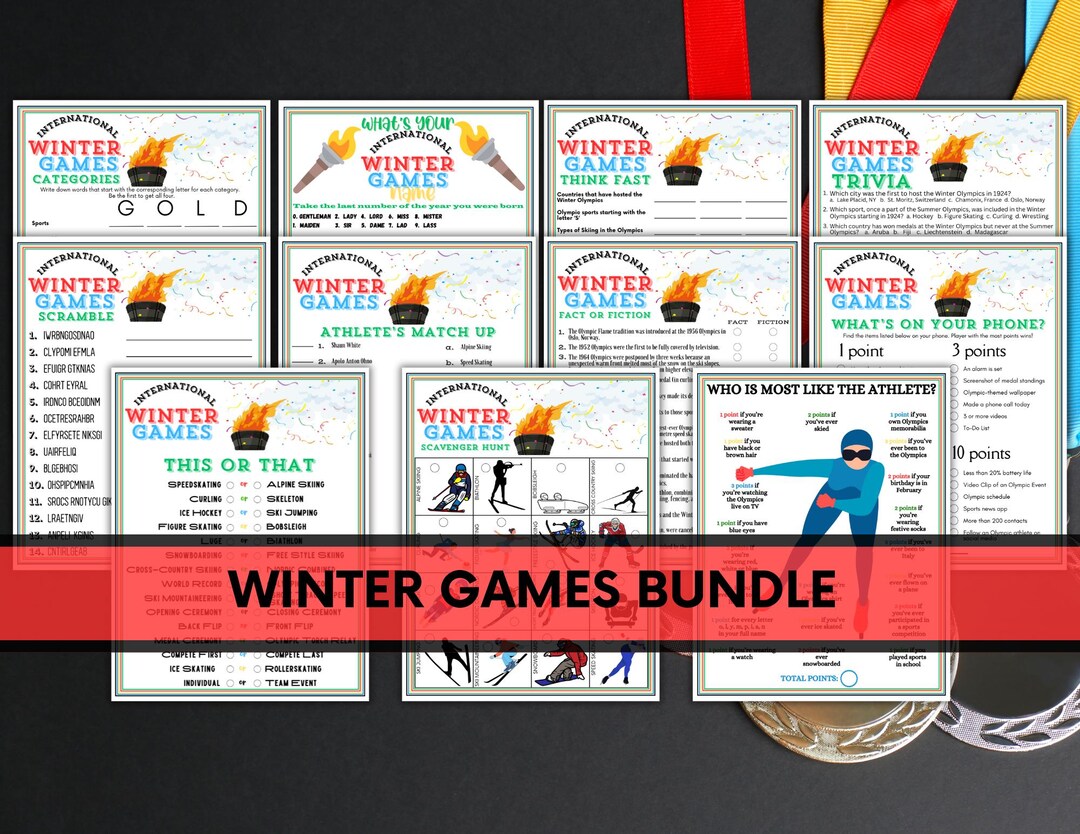 2026 Winter Games Bundle for Kids, Winter Games Viewing Party, Winter ...