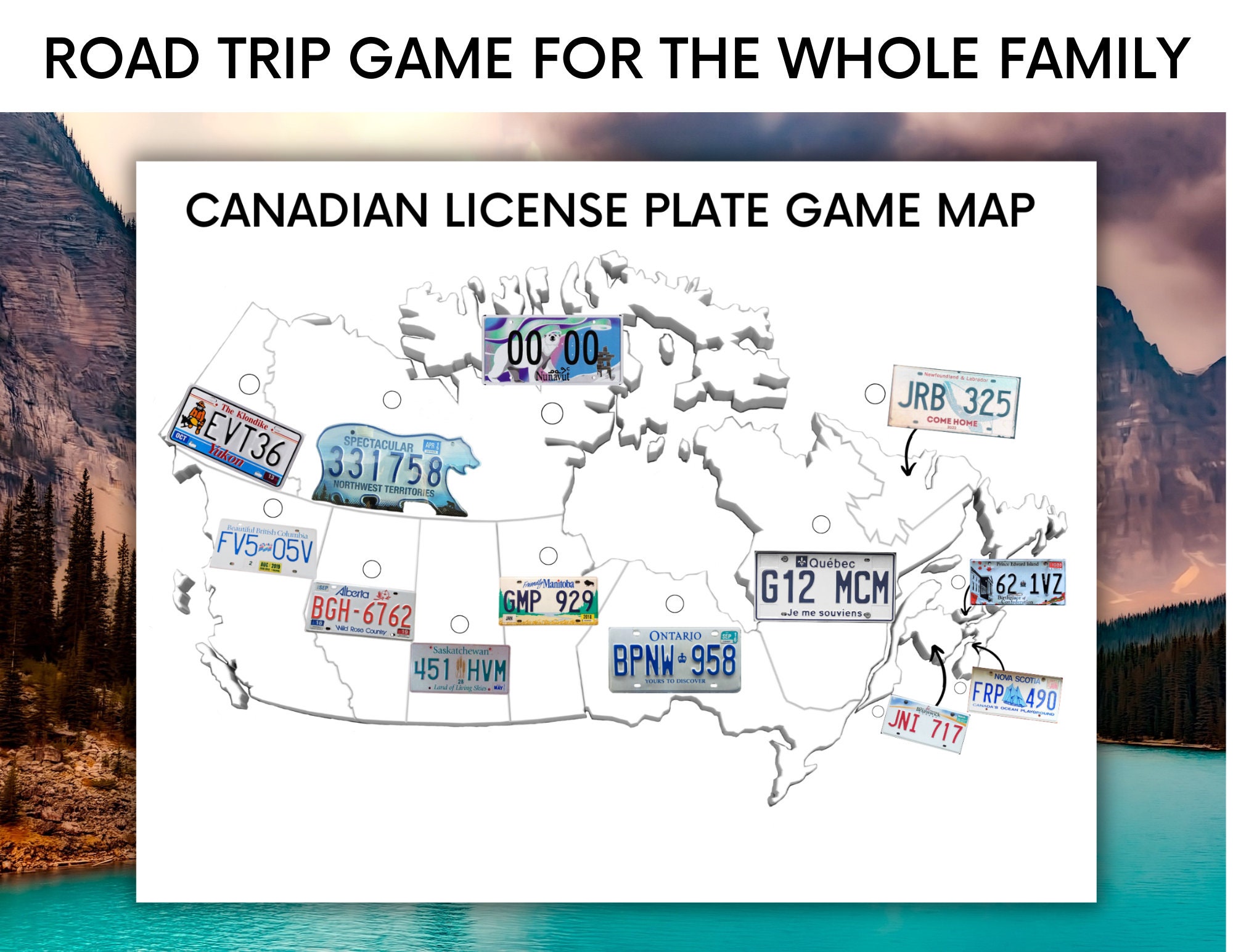 Canadian License Plate Game With Map - Road Trip Games - Printable ...