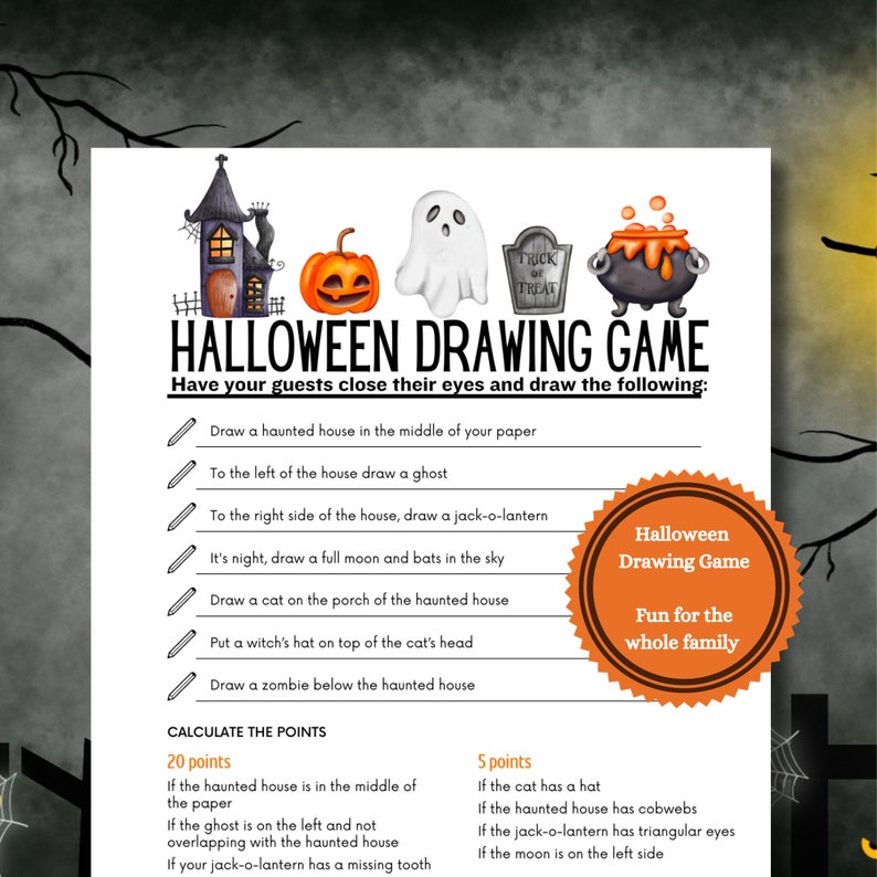 Halloween Drawing Game, Halloween Party Game, Halloween Art Game ...
