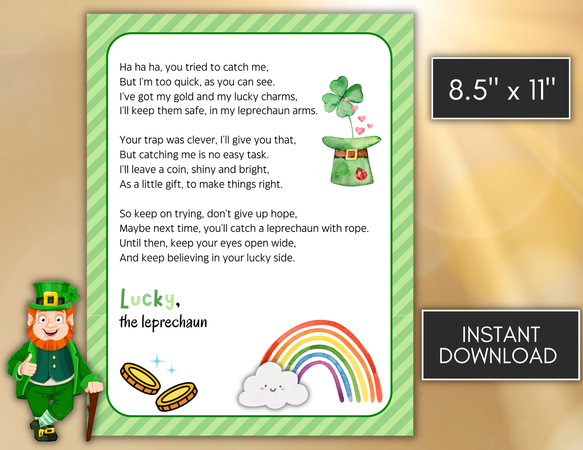 Leprechaun Letter for Leprechaun Trap, Leprechaun Note for St. Patrick ...