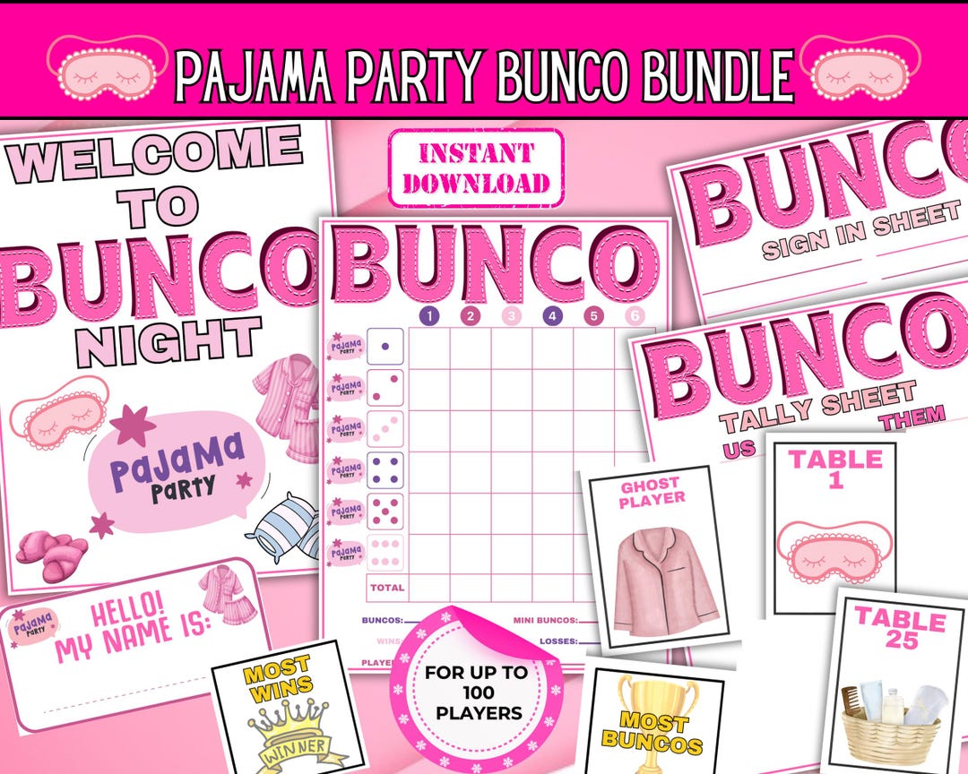 Pajama Party Bunco Game, Girls' Night Games, Adult Sleepover Games ...
