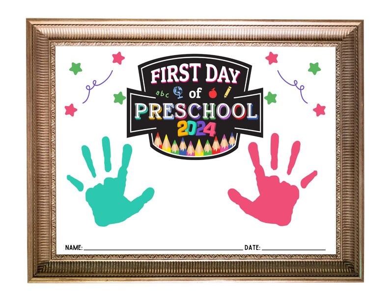 First Day of Preschool Handprint Craft, First Day of Preschool Craft ...