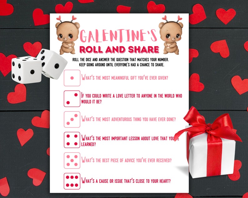 Valentine Roll and Share Table Game, Galentines Games, Valentines Day ...