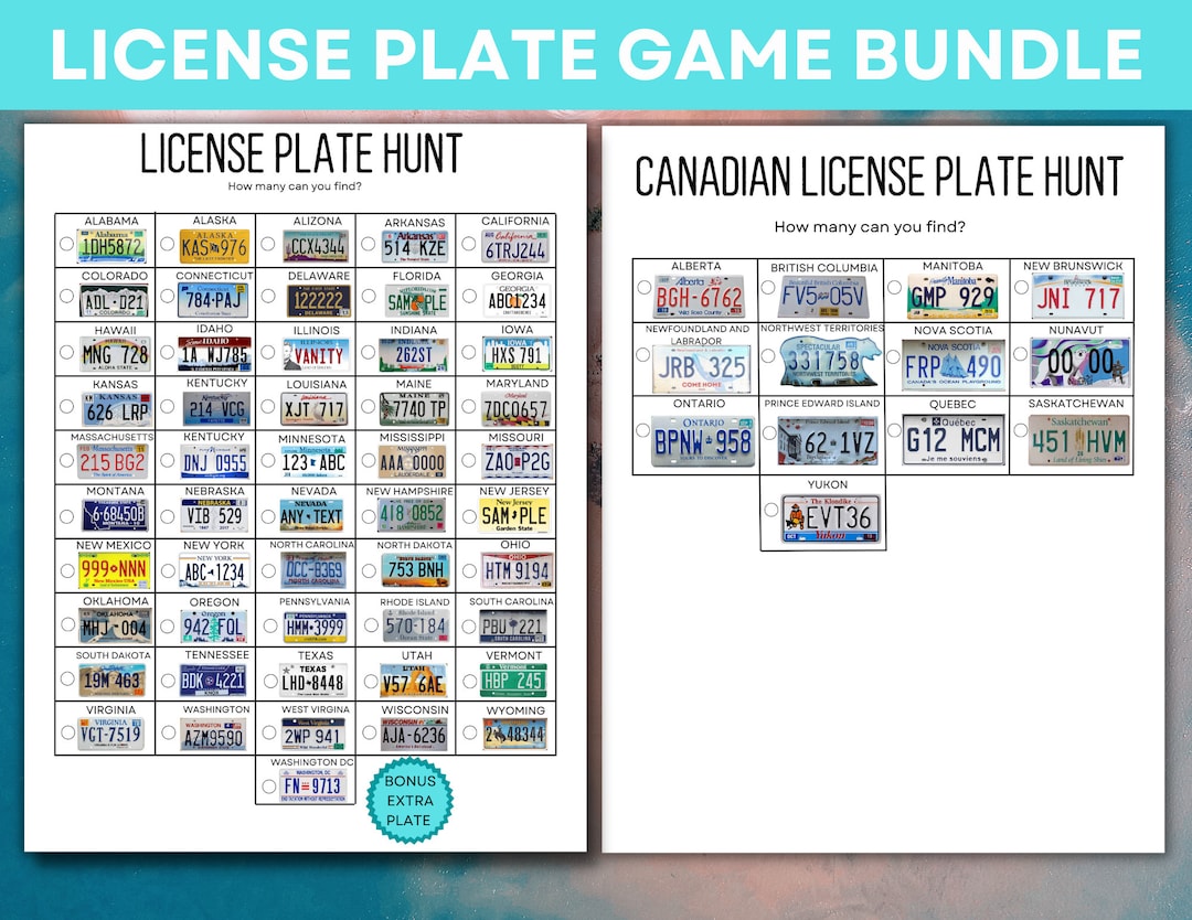 License Plate Game Bundle - License Plate Hunt Bundle - Kids Road Trip ...