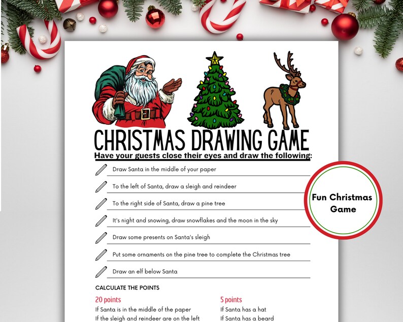 Christmas Drawing Game, Christmas Party Game, Christmas Art Activities ...