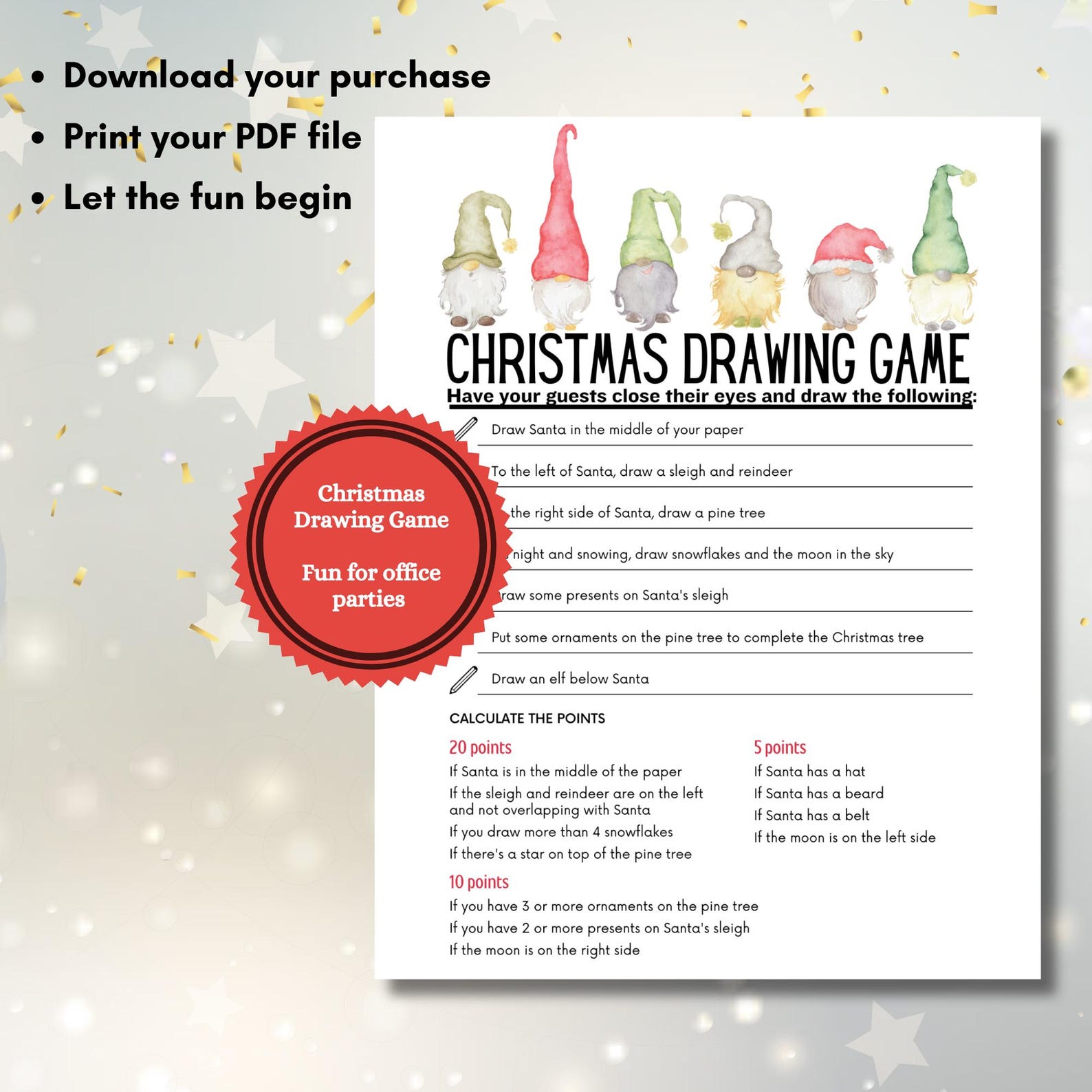Christmas Drawing Game, Office Holiday Party Game, Christmas Drawing ...
