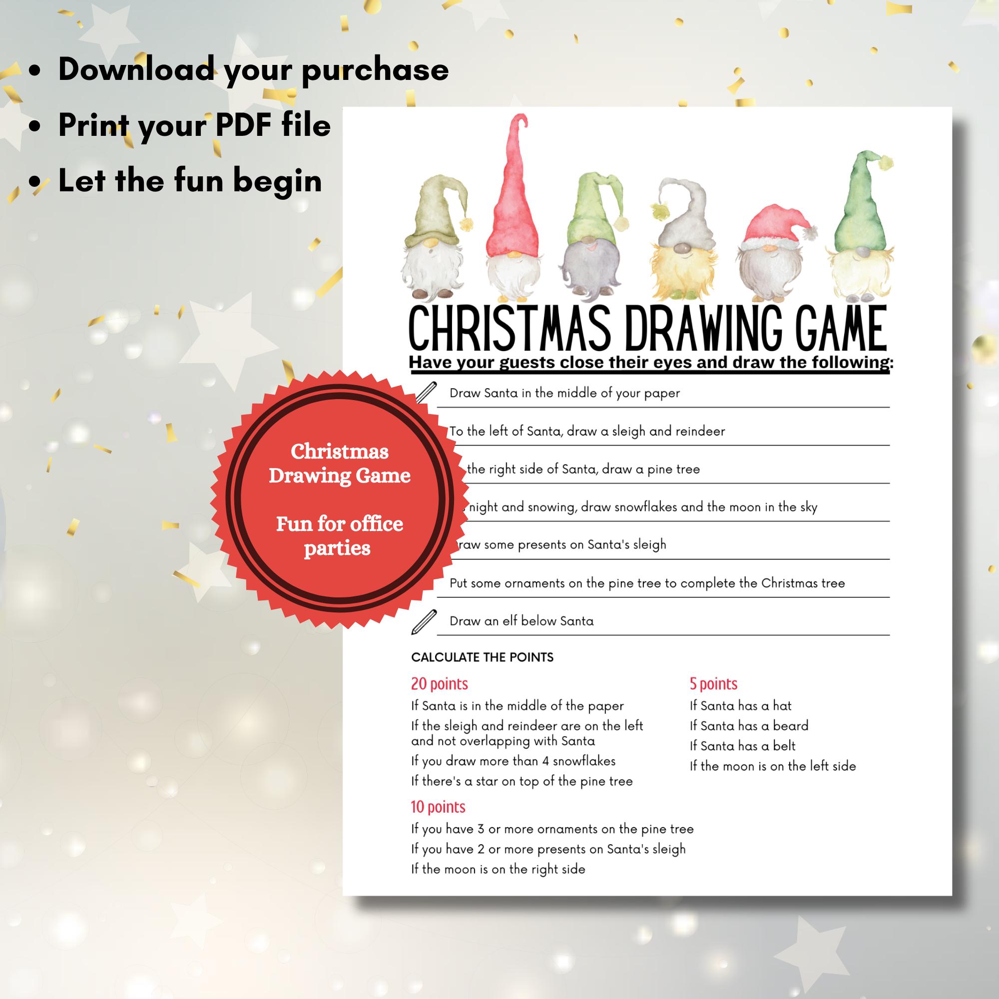 Christmas Drawing Game, Office Holiday Party Game, Christmas Drawing ...