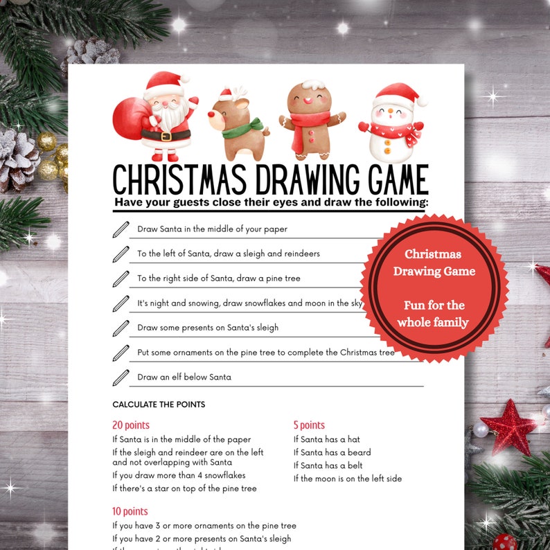 Christmas Drawing Game, Christmas Drawing Challenge, Christmas Game for ...