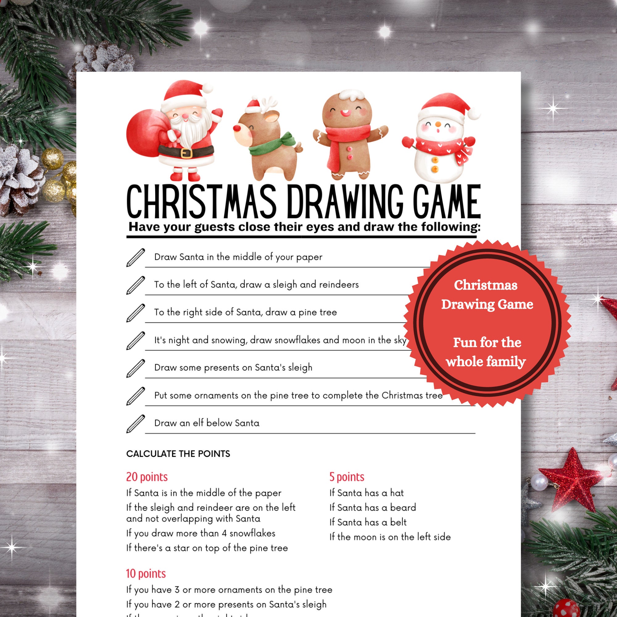 Christmas Drawing Game, Christmas Drawing Challenge, Christmas Game for ...