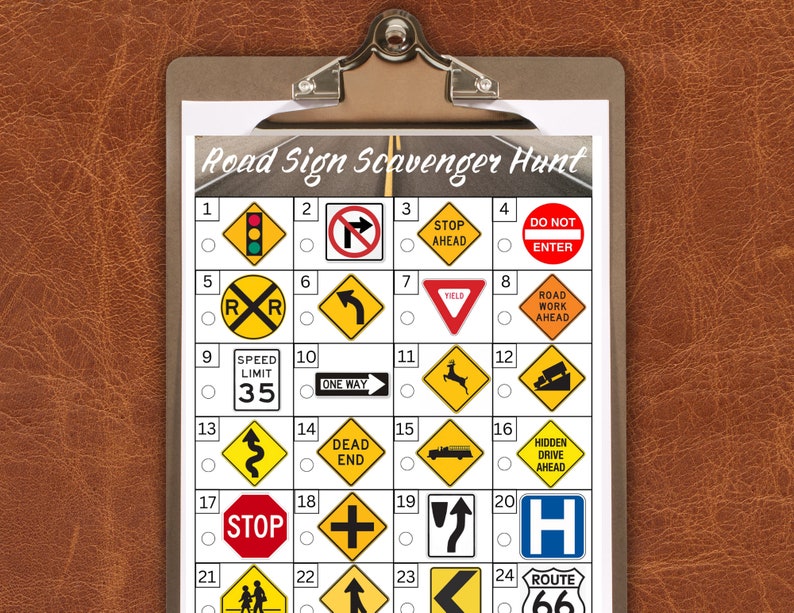 Road Signs Game Car Games for Kids Road Sign Scavenger Hunt - Etsy