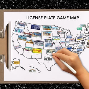 License Plate Game With Map - Road Trip Games - Printable License Plate ...