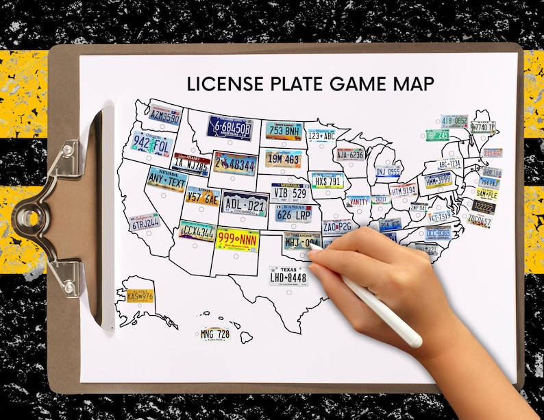 License Plate Game With Map - Road Trip Games - Printable License Plate ...