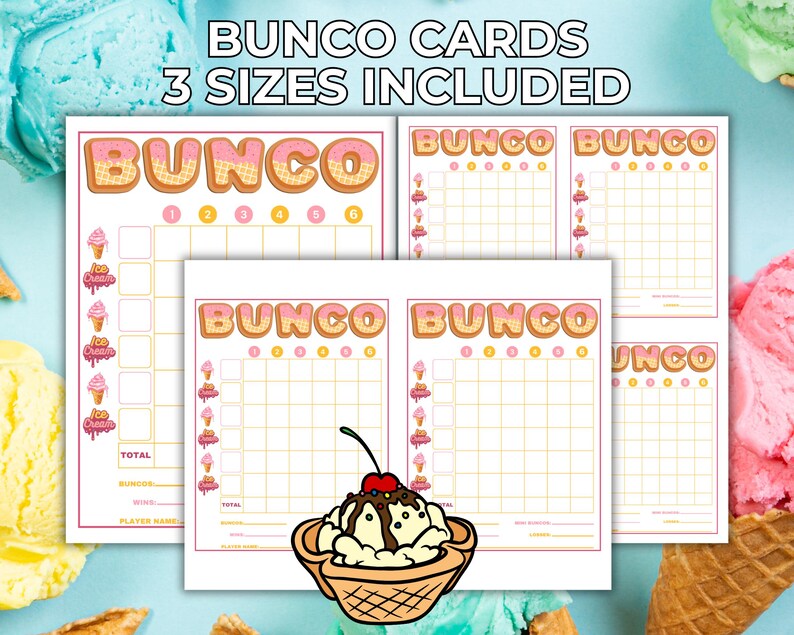 Summer Ice Cream Bunco Scoresheets, Summer Bunco Party, Summer Dice ...
