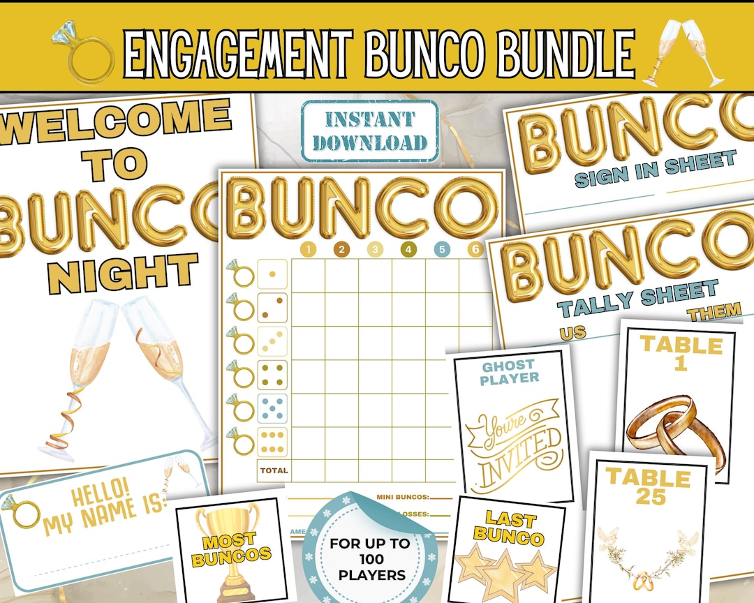Engagement Bunco Game, Engagement Party Game, Romantic-themed Bunco Set ...