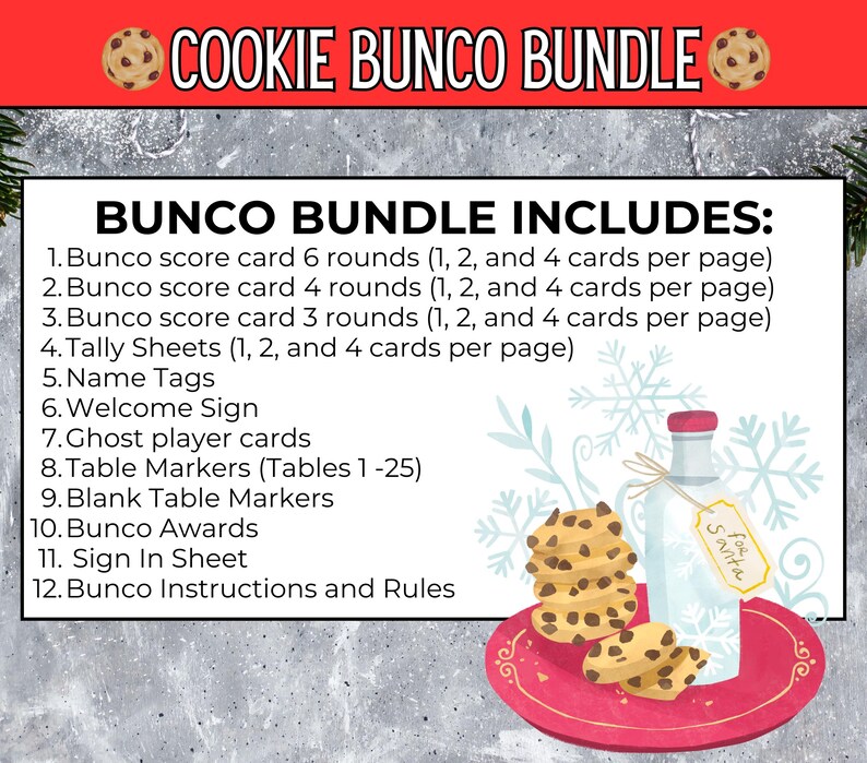 Cookie Exchange Bunco Game, Cookie Themed Dice Game, Christmas Cookie ...