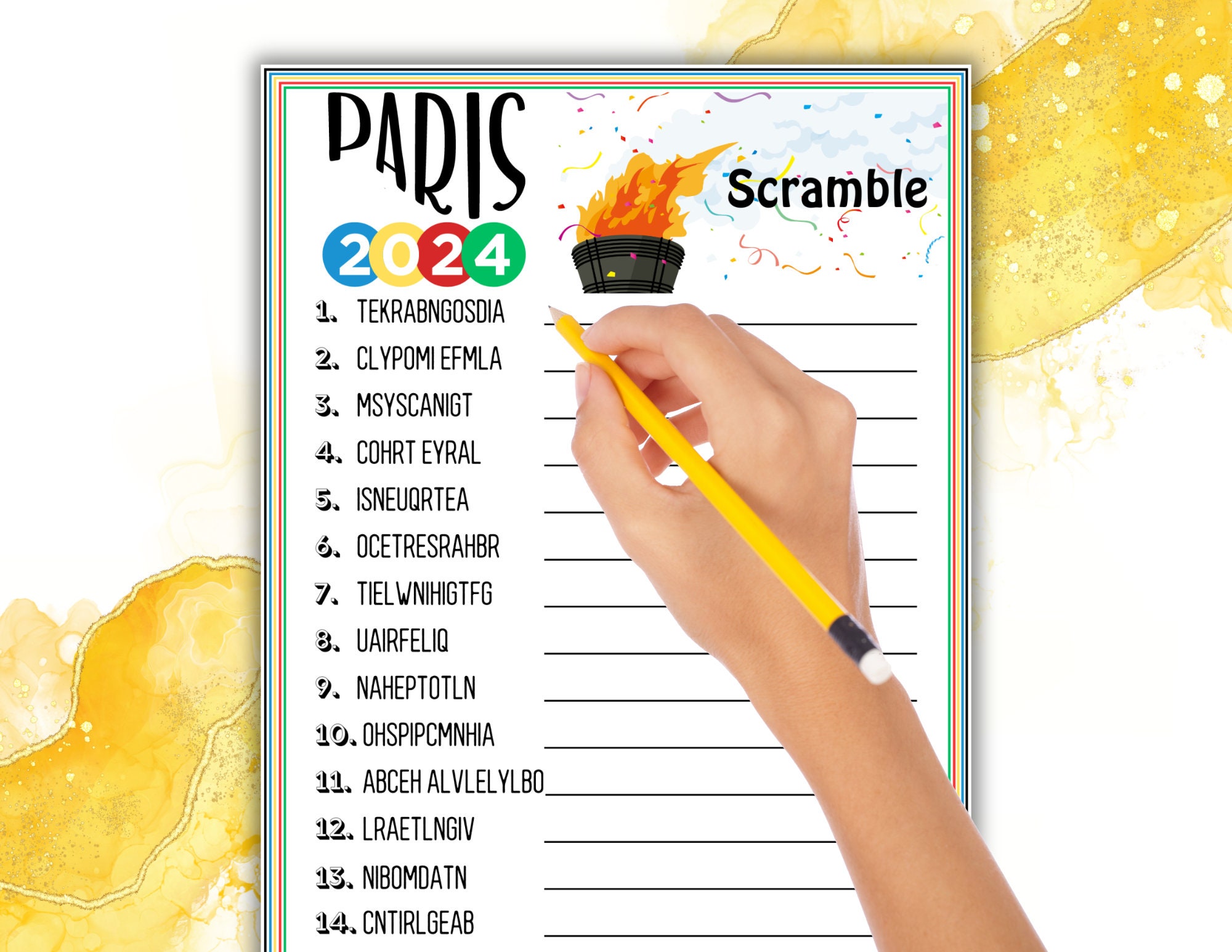2024 Paris Word Scramble, Paris 2024 Word Game, 2024 Summer Games, 2024 ...