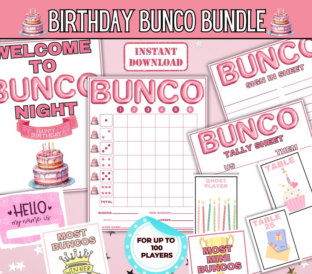 Birthday Bunco Game, Birthday Dice Game, Birthday Bunco Party, Birthday ...