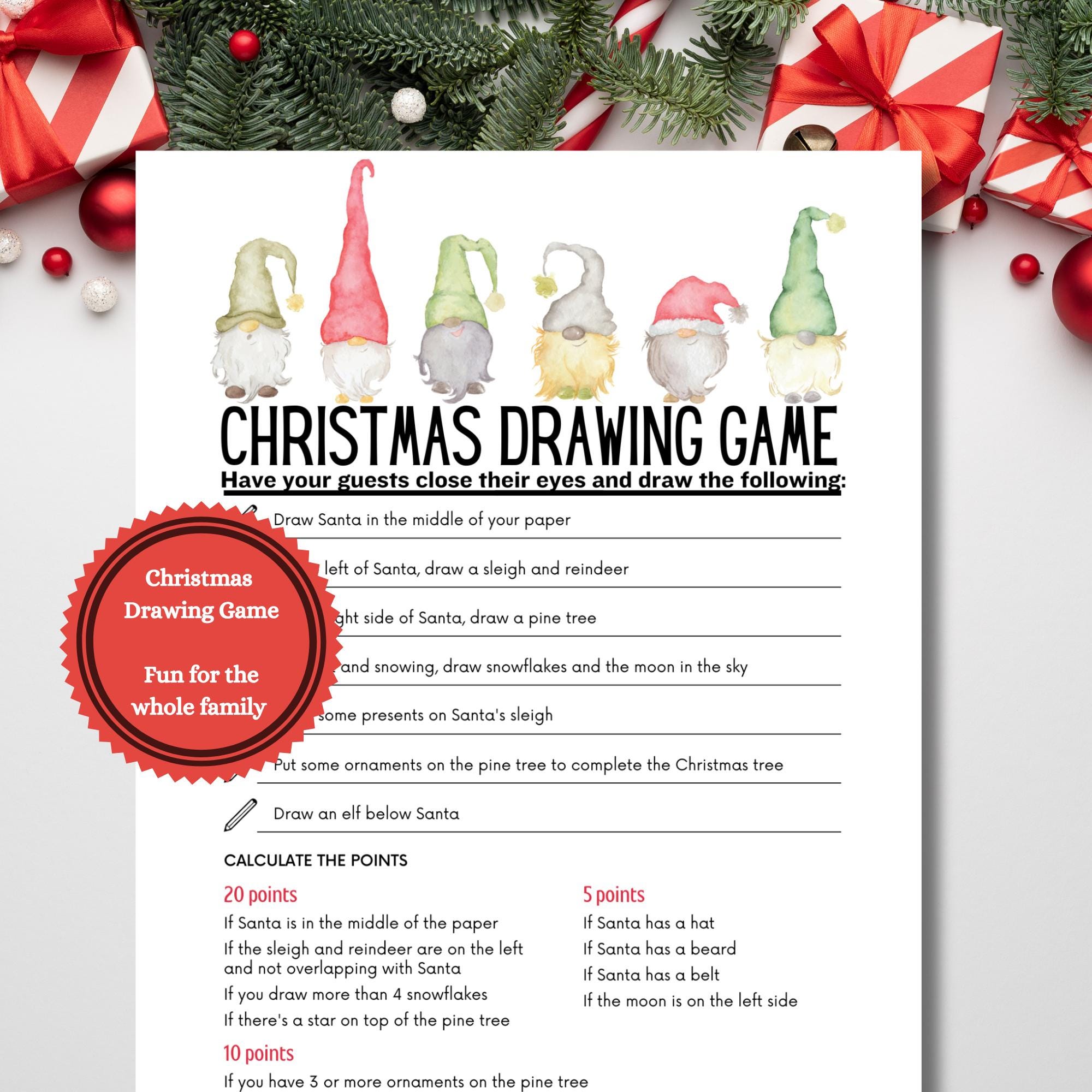 Christmas Drawing Game, Office Holiday Party Game, Christmas Drawing ...