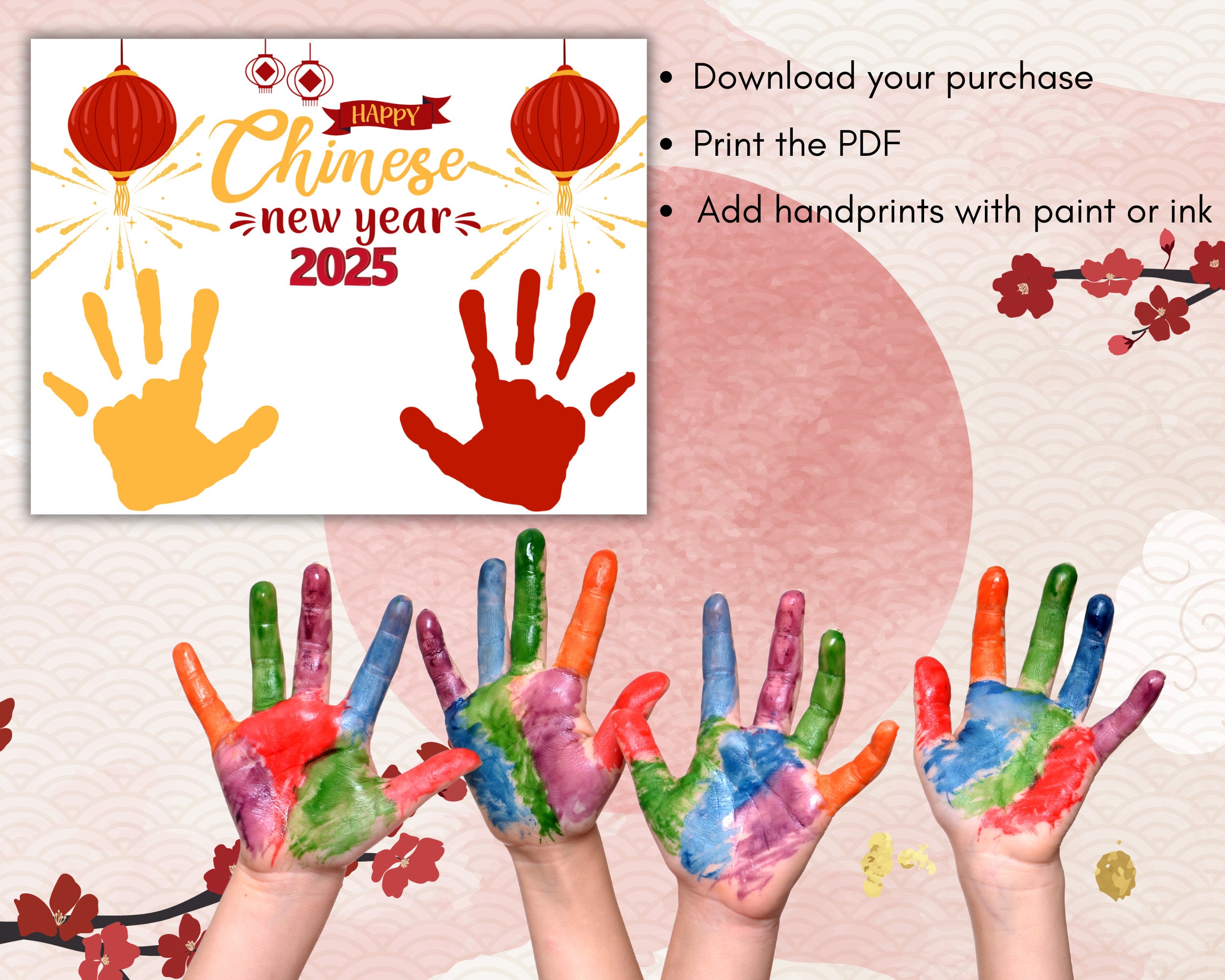 Chinese New Year 2025 Handprint Craft, Chinese New Year Craft, Lunar ...
