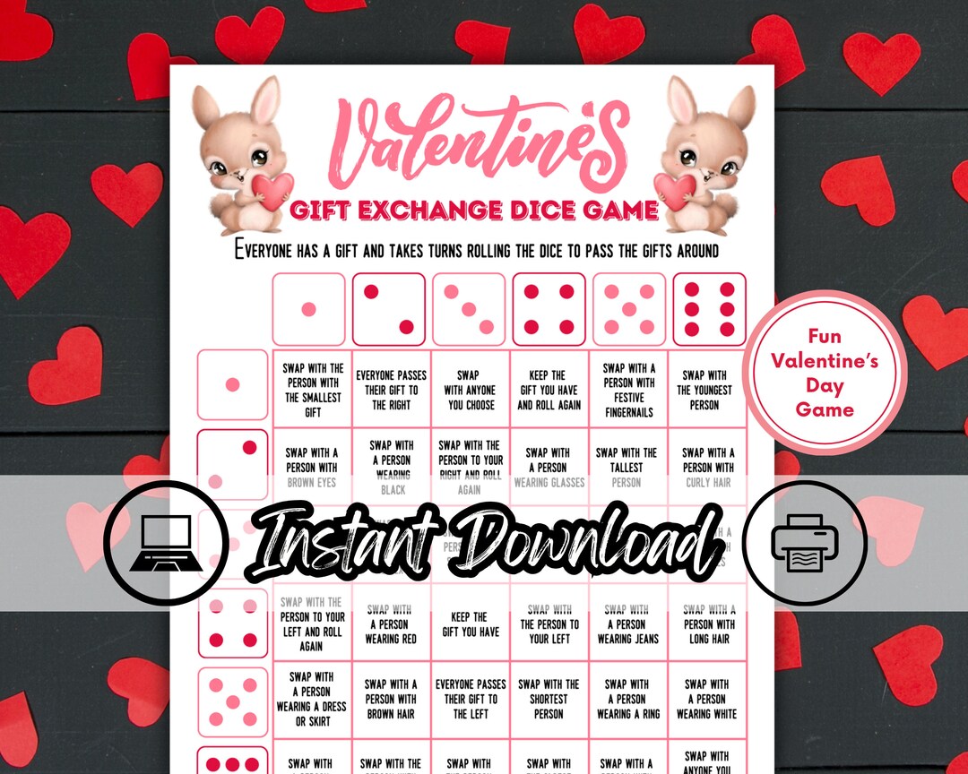 Valentine Dice Game, Valentine Gift Exchange Dice Game, Valentine Pass ...