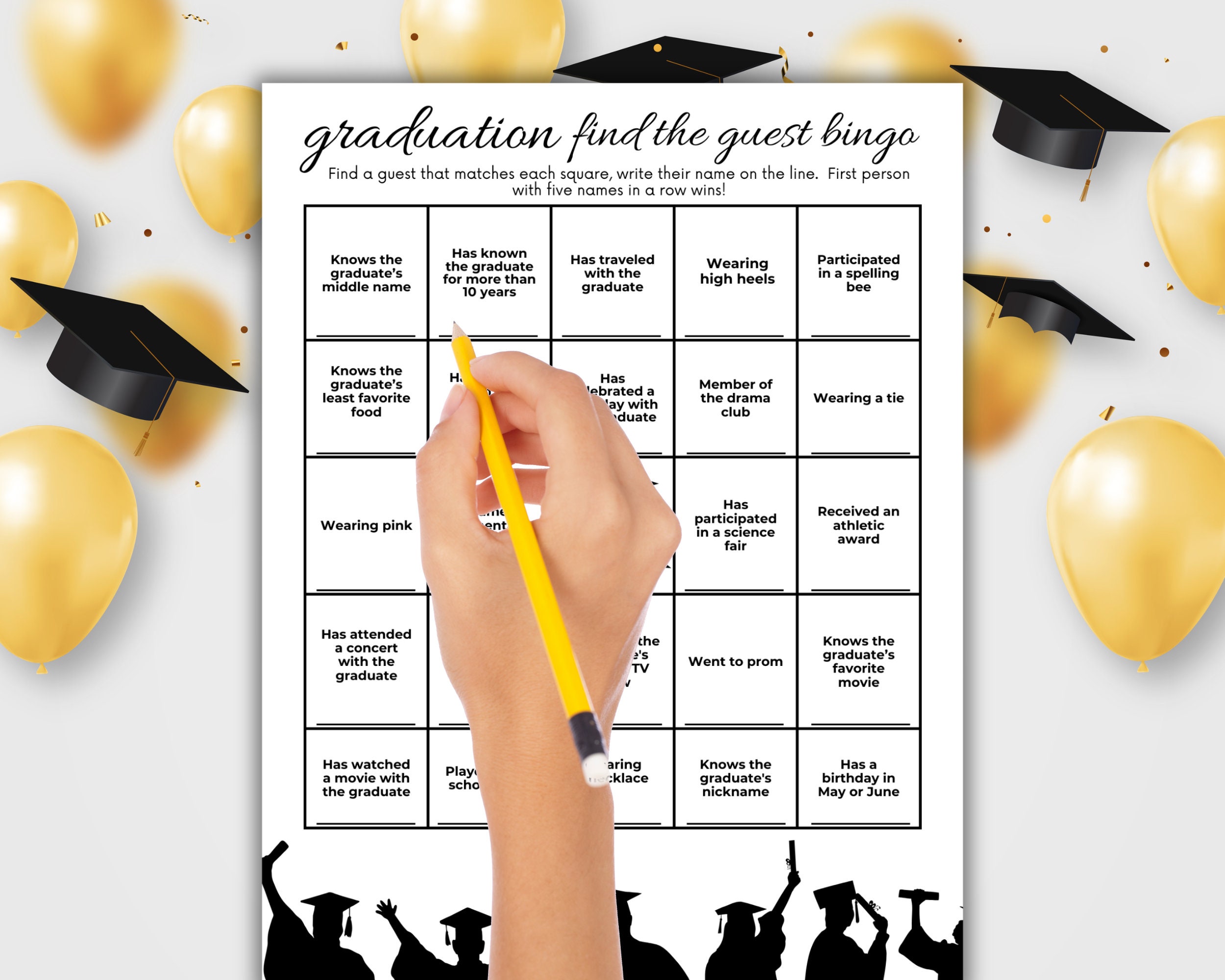 Graduation Find the Guest Bingo | Graduation Bingo | 2025 Graduation ...