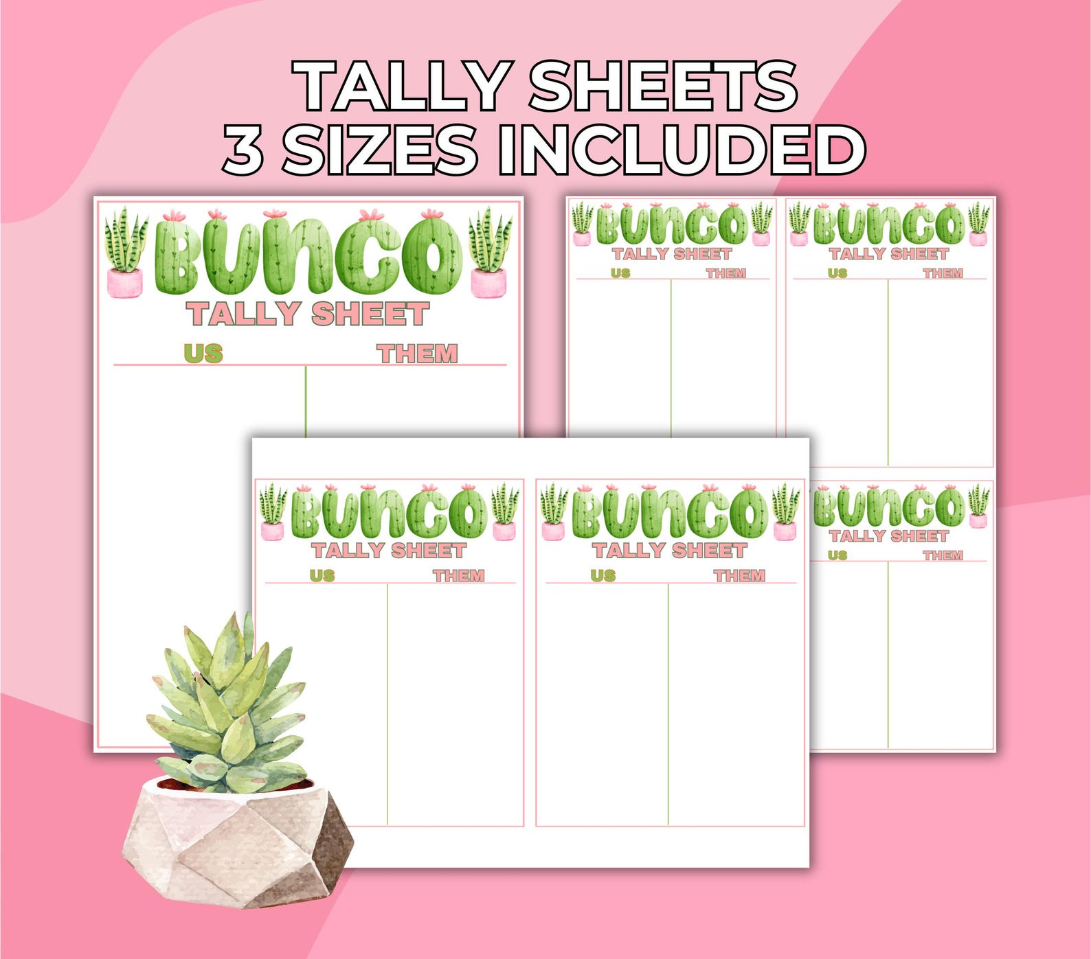 Succulent Themed Bunco Game, Plant Themed Dice Game, Succulent Themed ...