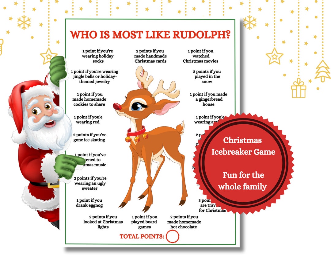 Ruldolph Christmas Game, Christmas Icebreaker Game, Holiday Office ...