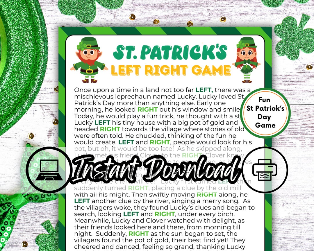 St Patrick's Day Left Right Game, St Patrick's Day Pass the Gift Game ...