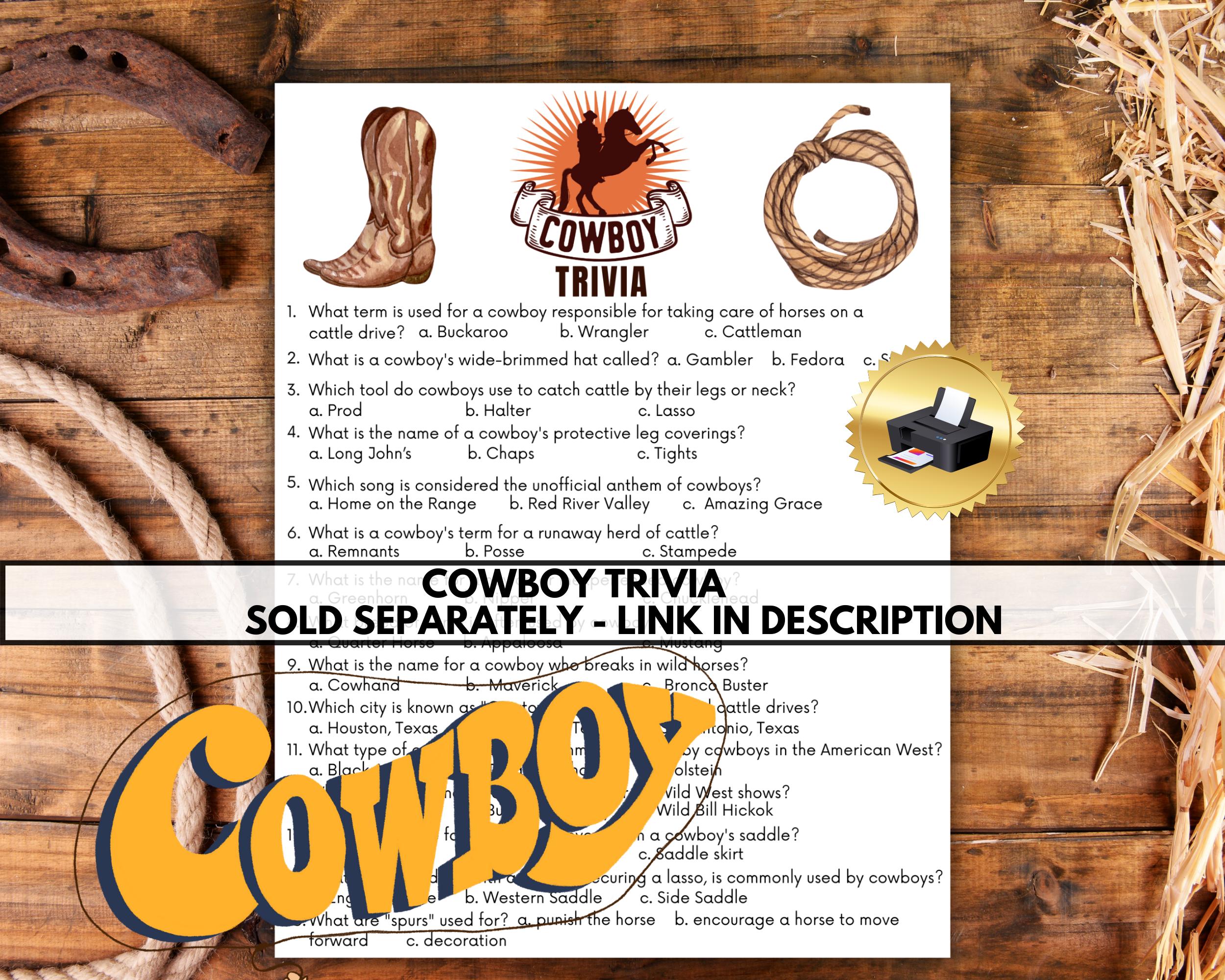 Rodeo Trivia, Rodeo Themed Party, Rodeo Party Games, Rodeo Facts ...