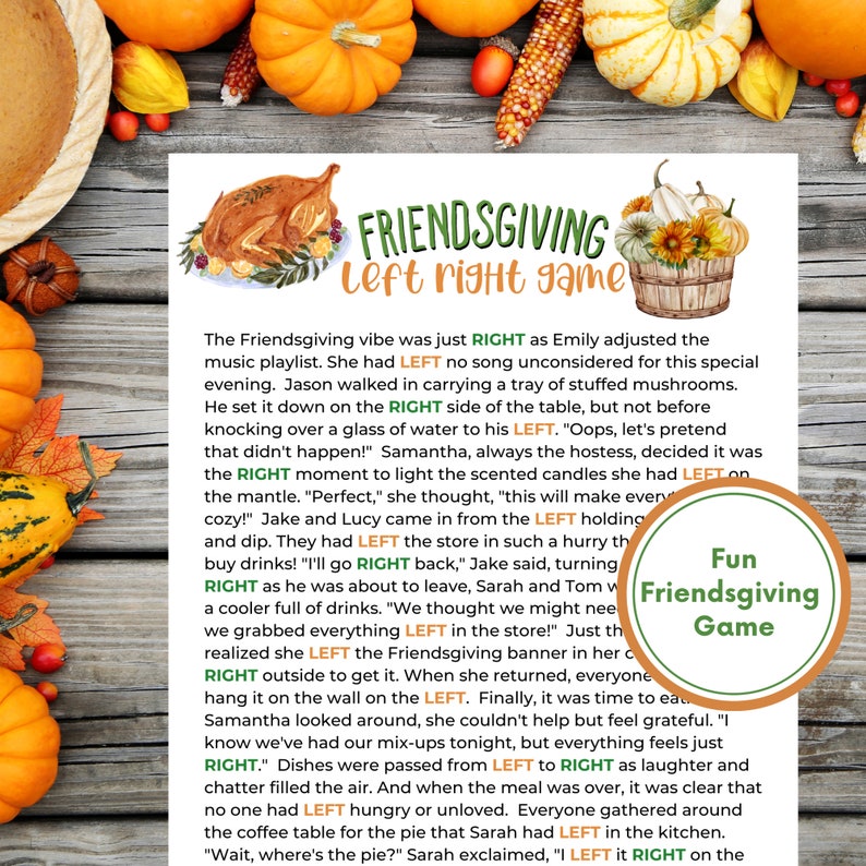 Friendsgiving Left Right Game, Friendsgiving Icebreaker Game ...