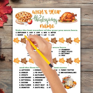 What's Your Thanksgiving Name, Thanksgiving Name Game, Thanksgiving ...