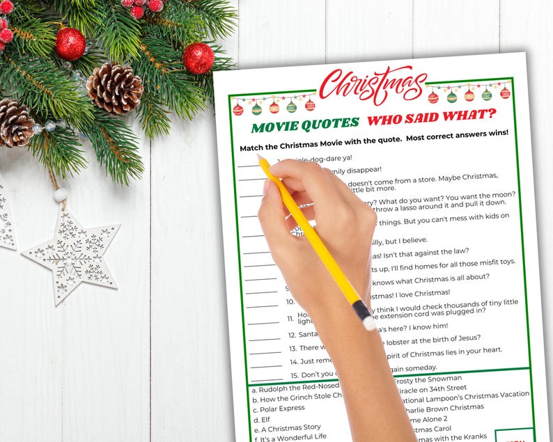 Christmas Movie Quote Game, Guess the Christmas Movie Quote, Holiday ...