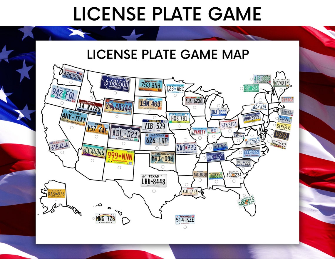 License Plate Game With Map Road Trip Games Printable - Etsy