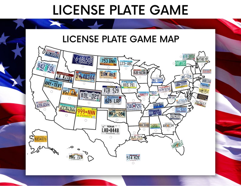 License Plate Game With Map Road Trip Games Printable - Etsy