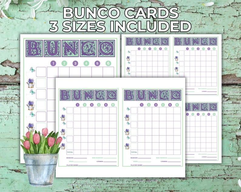 Spring Bunco Scoresheets, Flower Theme Bunco Scorecards, Garden Party ...