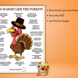 Who is Most Like the Turkey, Thanksgiving Games for Kids, Thanksgiving ...